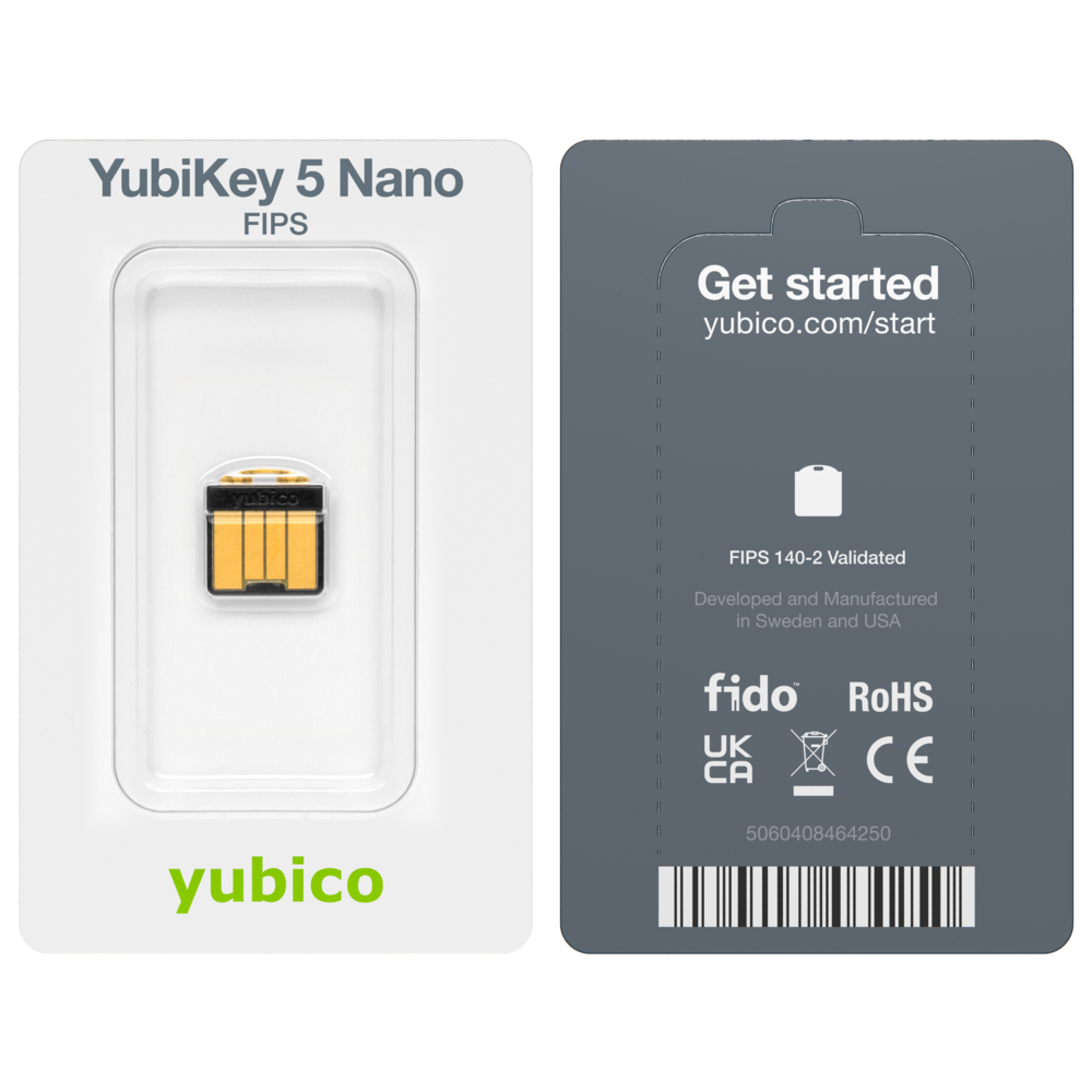 Yubico YubiKey 5 Nano FIPS NIST Validated Security Key USB A Yubico YubiKey 5 Nano FIPS NIST Validated Security Key USB A